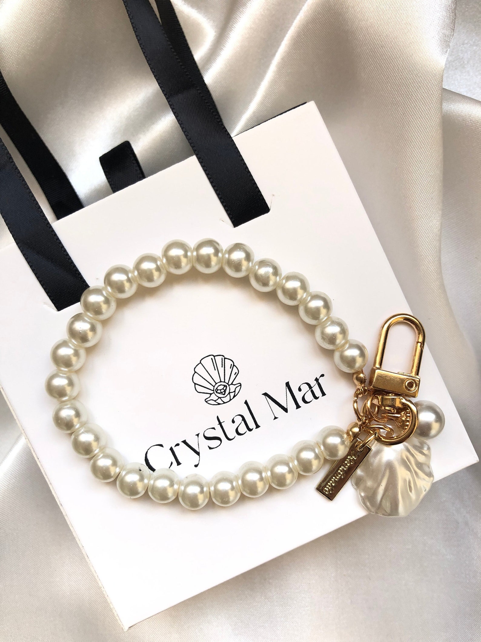 Pearl High Quality Purse Chain, Elegant Pearl Keychain,pearl Keyring ...