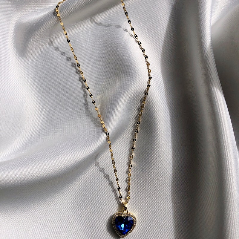 Blue Heart Necklace - Etsy