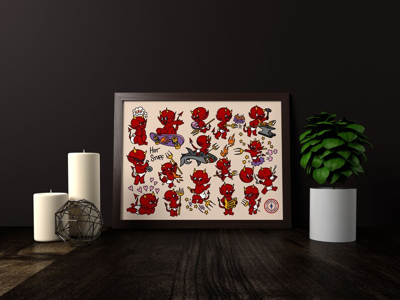 Hot Stuff Little Devil Tattoo Flash Print - Etsy