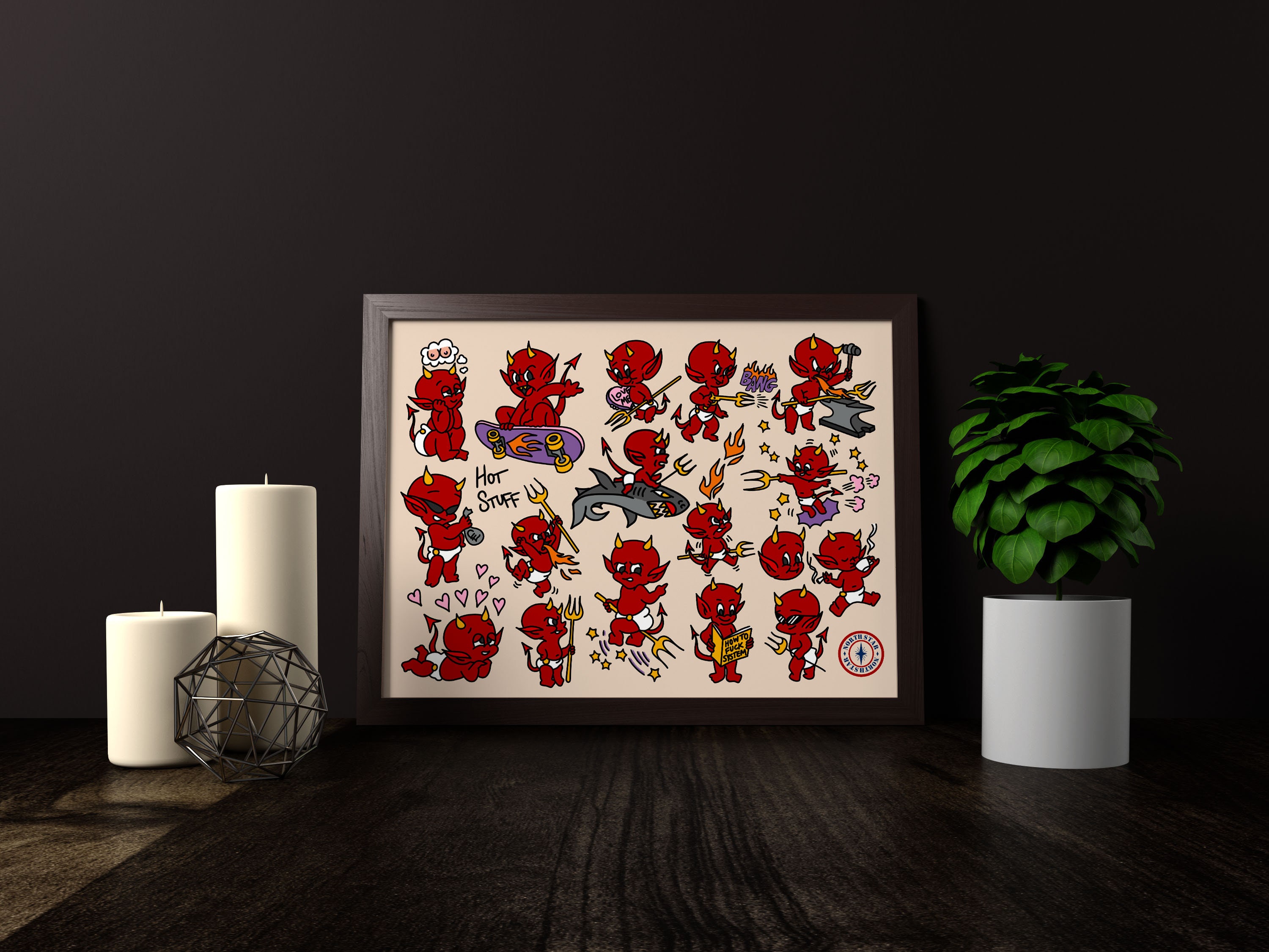 Hot Stuff Little Devil Tattoo Flash Print - Etsy