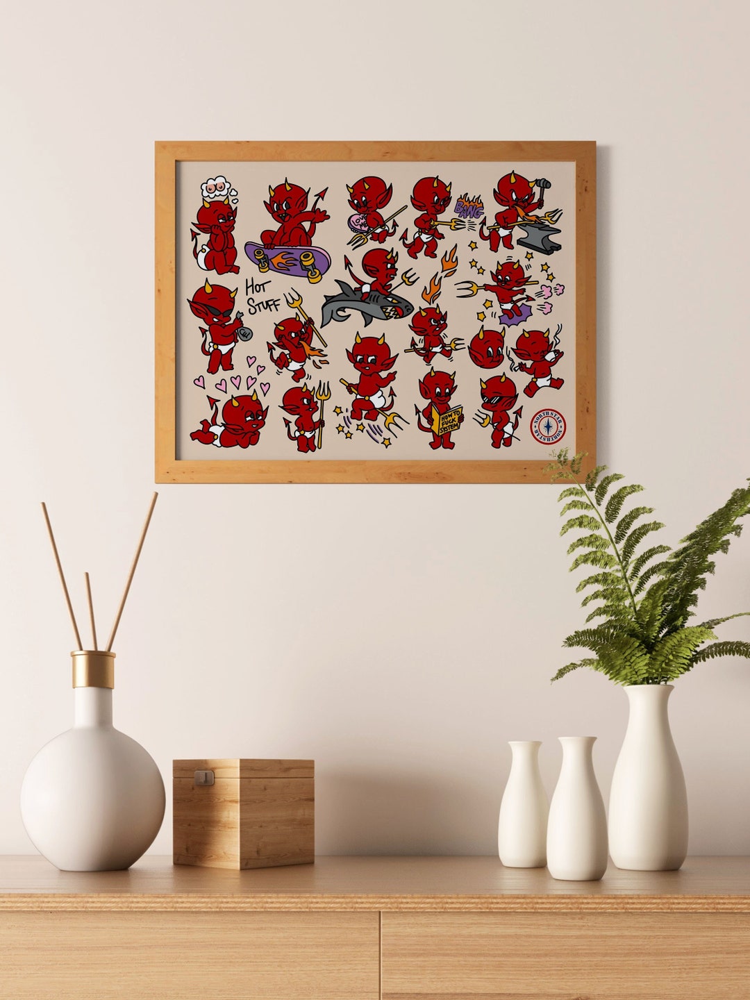 Hot Stuff Little Devil Tattoo Flash Print - Etsy