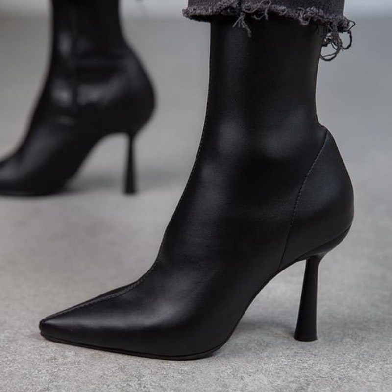 Black High Heel Boot - Etsy