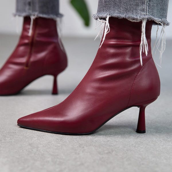 Burgundy Boots - Etsy