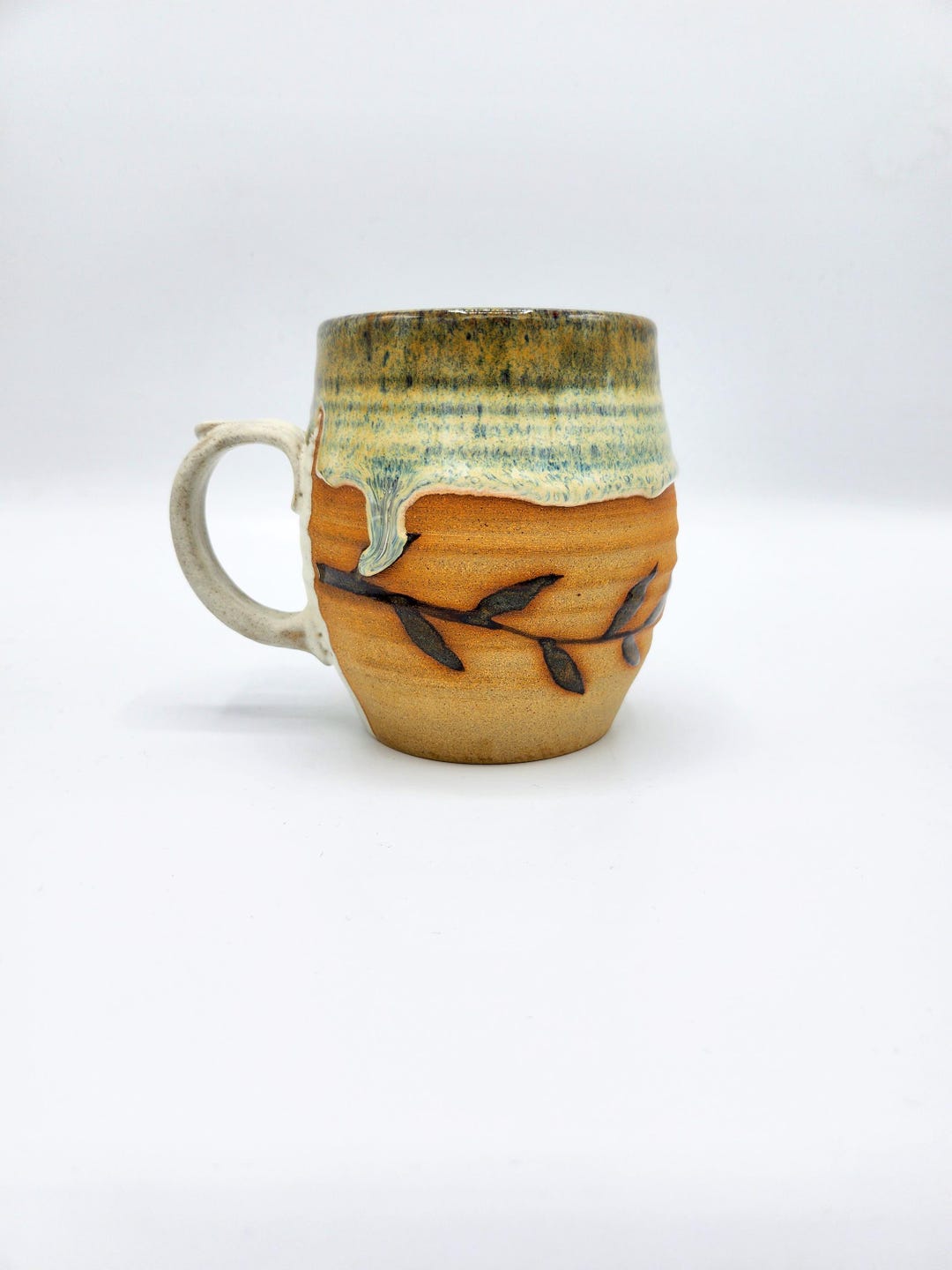 Moss & Vine Mug – Handmade Stoneware Mug With Vines and Moss Green ...