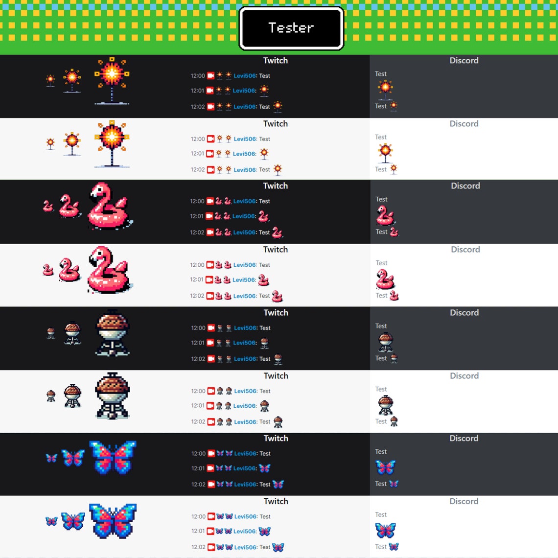 Cute Summer Theme Set 2 Pixel Art Style Sub, Bid, Emotes Badge for ...