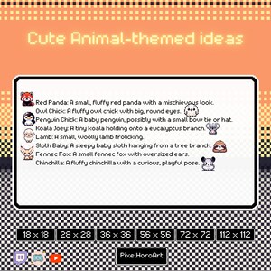 Cute Animal Theme Set 2 Pixel Art Style Sub, Bid, Emotes Badge for ...