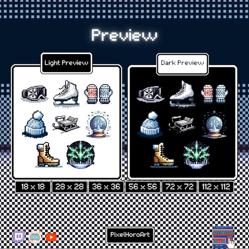 Cute Winter Theme Set 2 Pixel Art Style Sub, Bid, Emotes Badge for ...