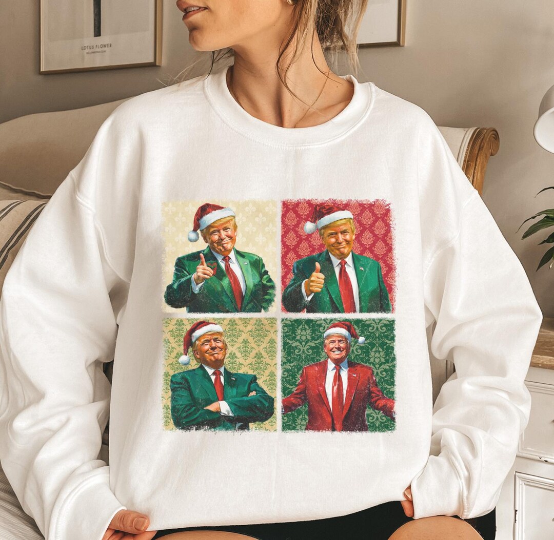 Trump Christmas Sweater Funny Conservative Gift Republican White ...