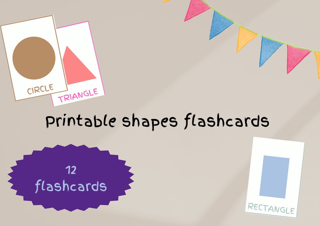 Printable Shape Flashcards PDF Size A4 (8 Flashcards on Page) - Etsy