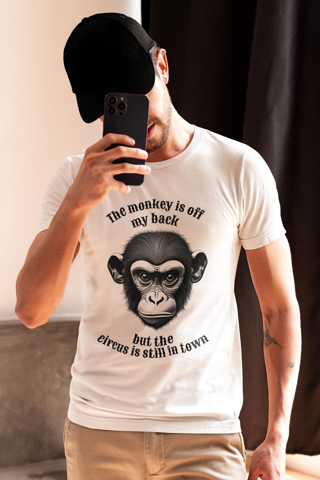 Funny Monkey off My Back Circus Tee - Unique Graphic T-shirt - Unisex ...