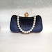Navy Blue Velvet Clutch Bag With Pearl Handle - Etsy