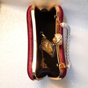 Wine Red Burgundy Velvet Clutch Bag With Pearl Handle - Etsy