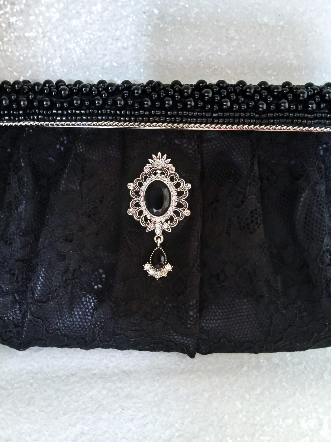 Vintage-inspired Black Gothic Lace Bridal Clutch Bag,evening Handbag ...