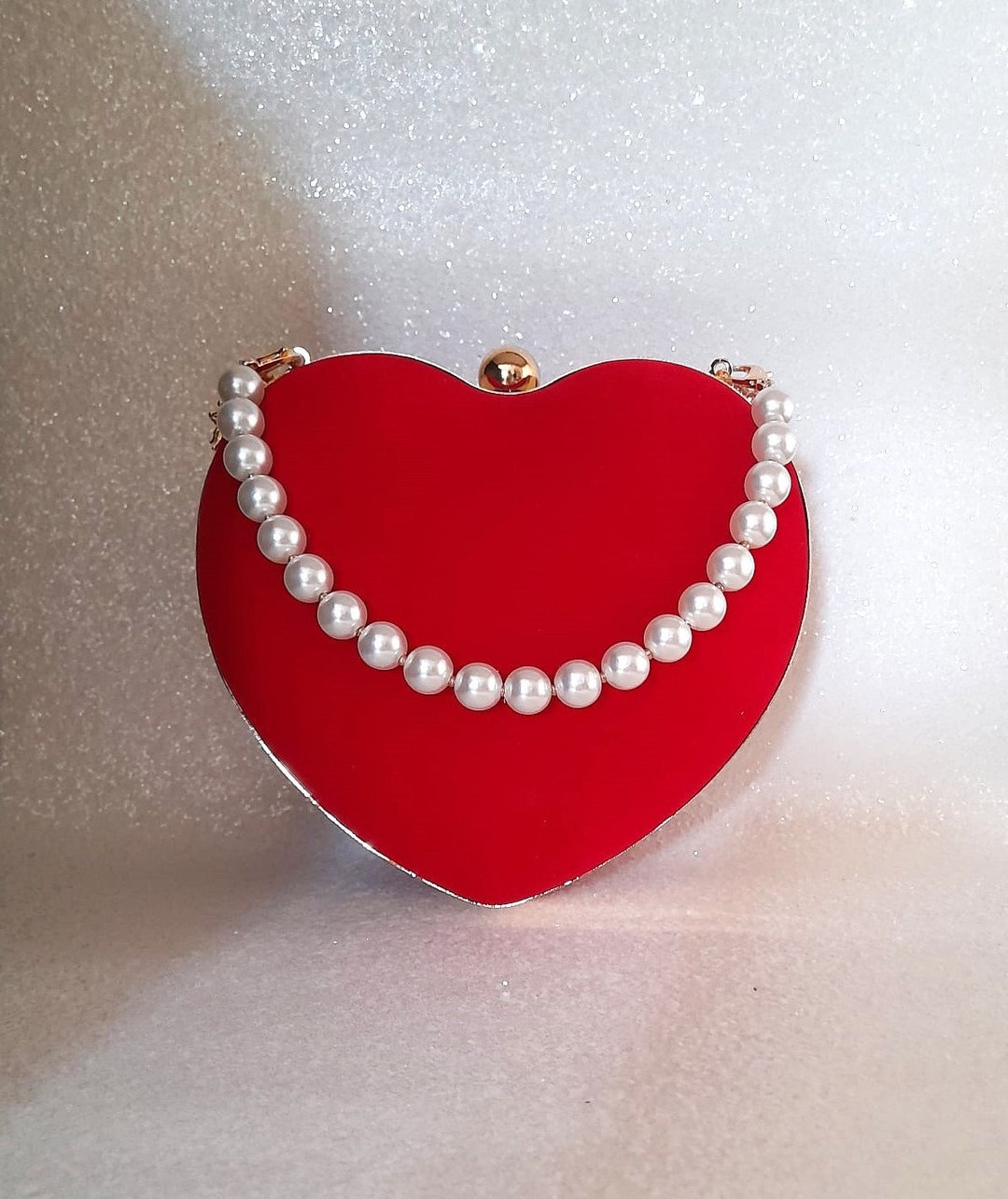 Romantic Red Velvet Heart Clutch Bag Ideal Valentine's Day Present for ...
