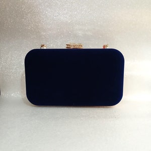 Dark Blue Velvet Clutch Bag: Pearl Handle, Gold Hardware - Etsy