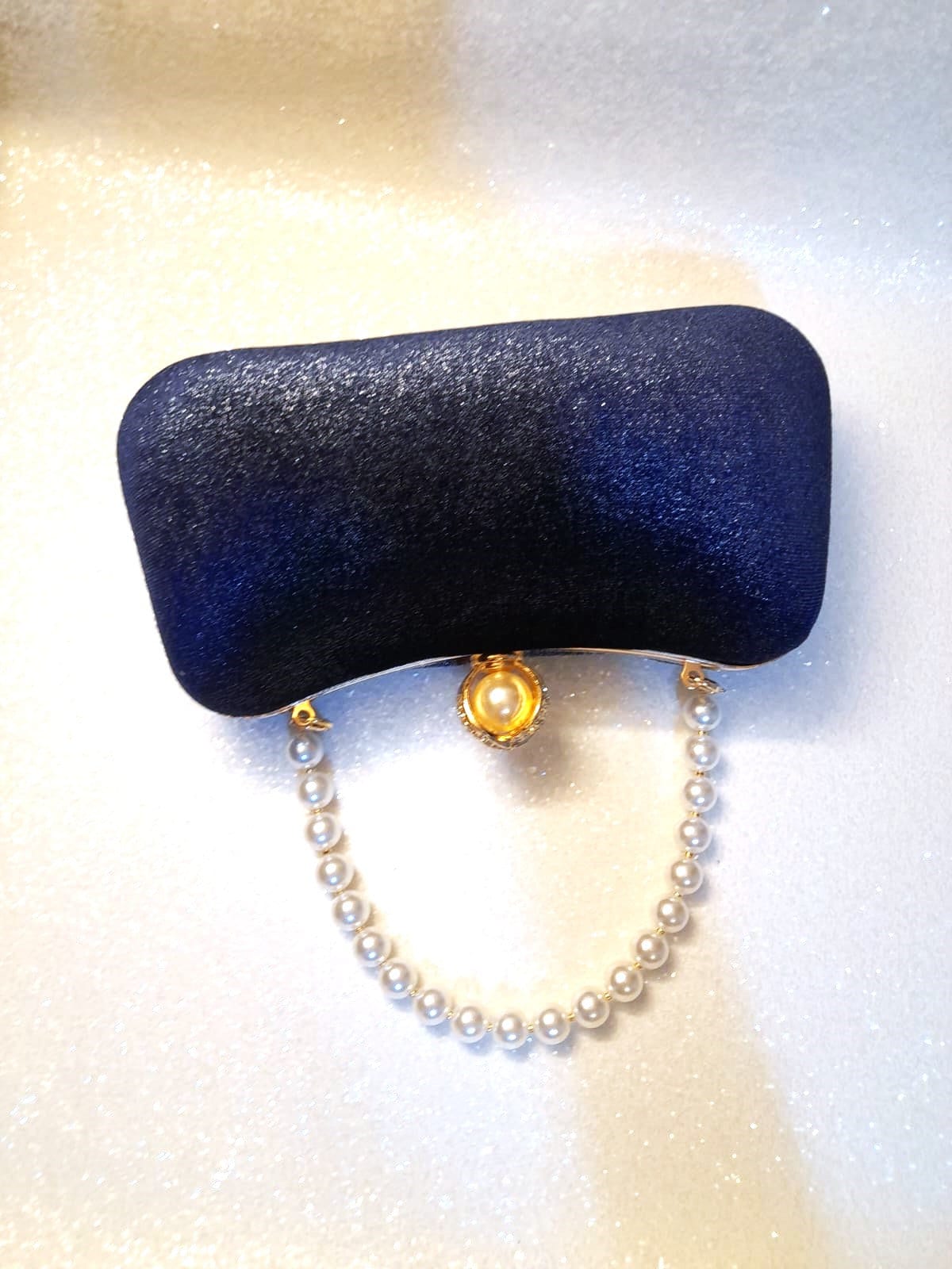 Navy Blue Velvet Clutch Bag With Pearl Handle - Etsy