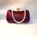 Wine Red Burgundy Velvet Clutch Bag With Pearl Handle - Etsy