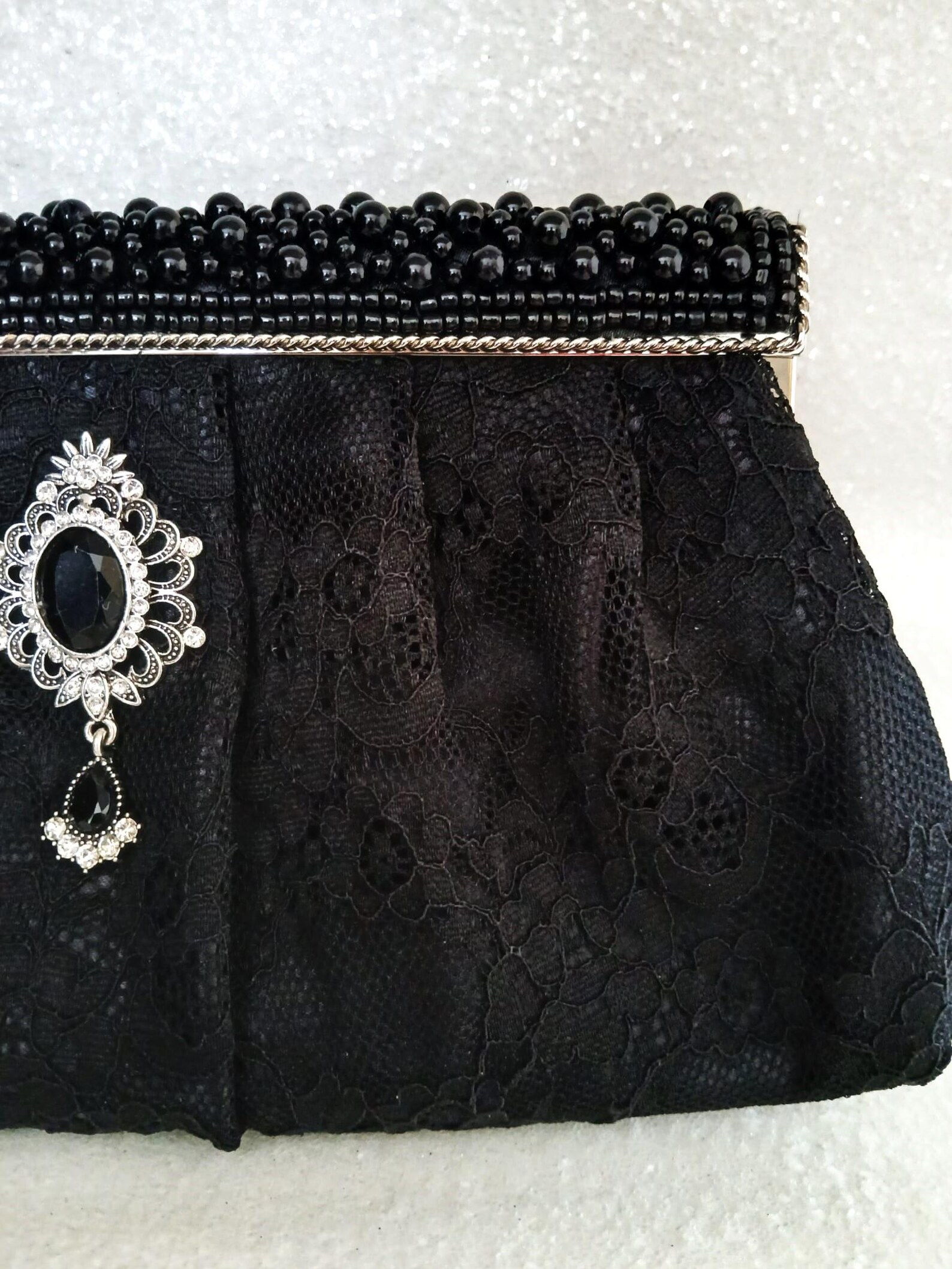 Vintage-inspired Black Gothic Lace Bridal Clutch Bag,evening Handbag ...