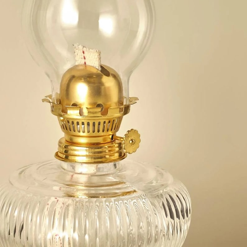 Vintage Glass Oil Lamp Antique Style Kerosene Lamp, Handcrafted Pottery ...