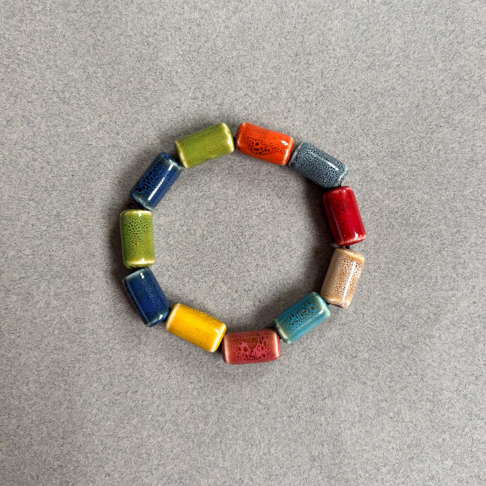 Handmade Colorful Ceramic Bead Bracelet for Women, Adjustable Boho ...