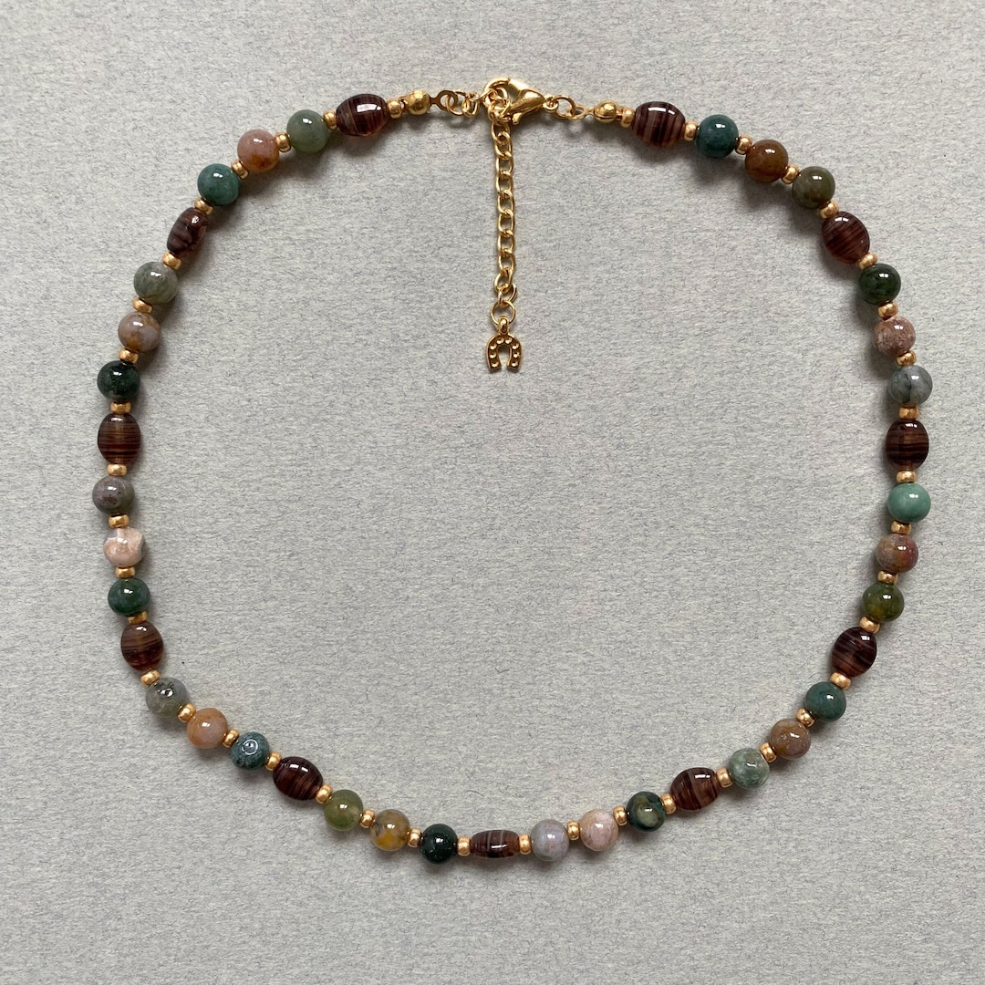 Elegant Brown Gemstone Necklace, Bohemian Necklace, Healing Stone ...