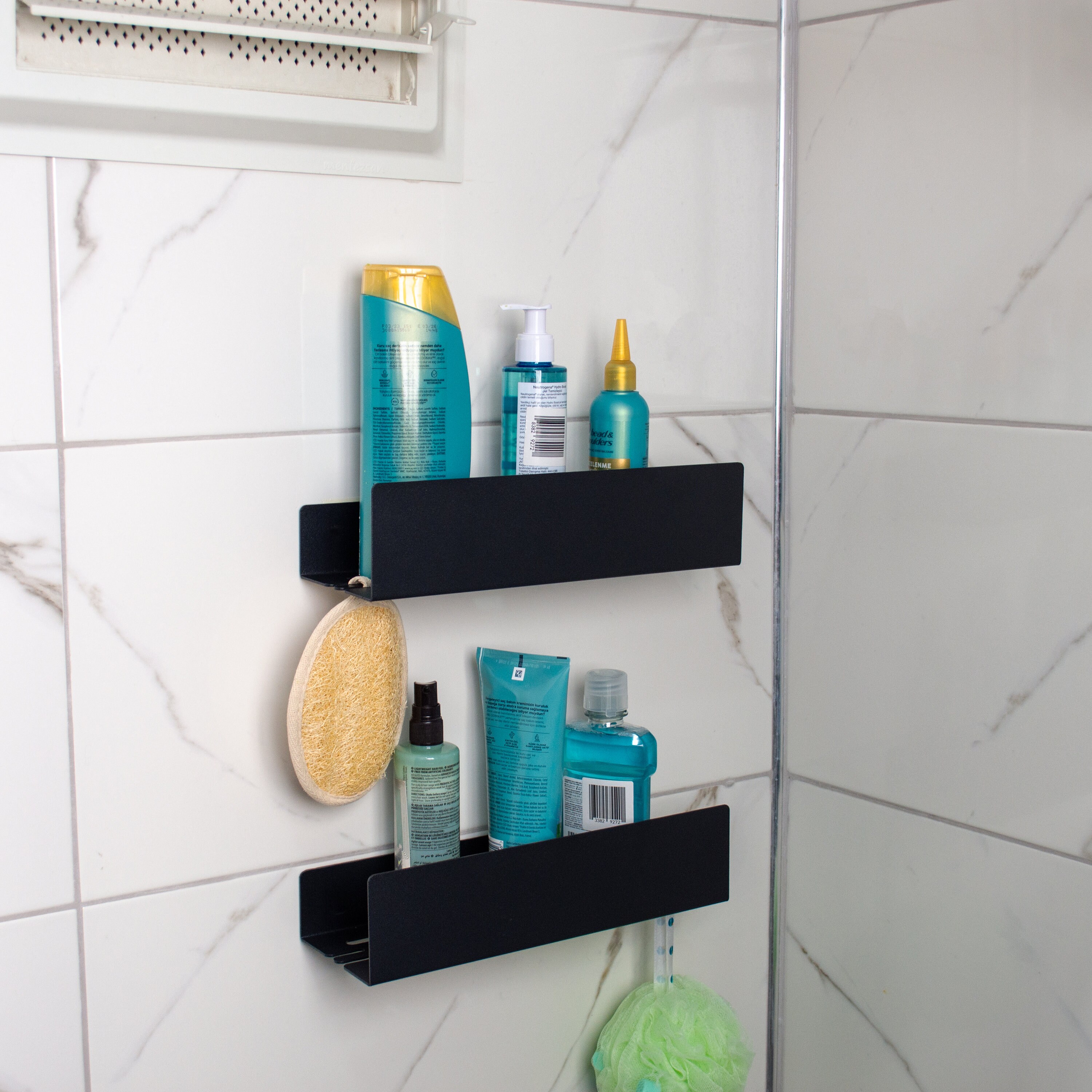 2 Pieces Minimalist Black Shower Shelf, Bathroom Organizer, Shower ...