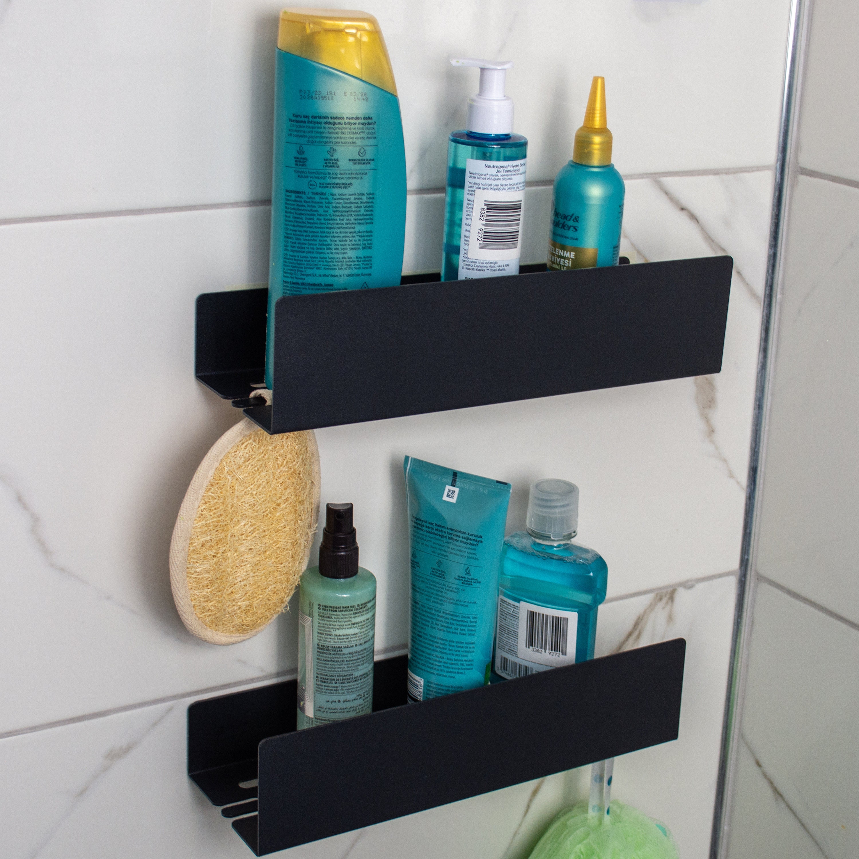 2 Pieces Minimalist Black Shower Shelf, Bathroom Organizer, Shower ...