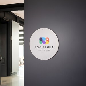 Custom Metal Round Logo Sign: Personalized Business Office Decor - Etsy