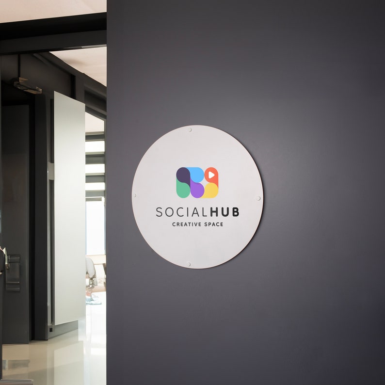 Custom Metal Round Logo Sign: Personalized Business Office Decor - Etsy