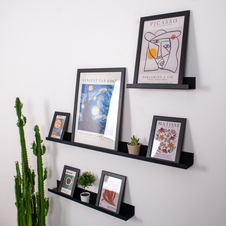 Modern Picture Ledge Shelf, Floating Gallery Wall Shelves, Thin Frame ...