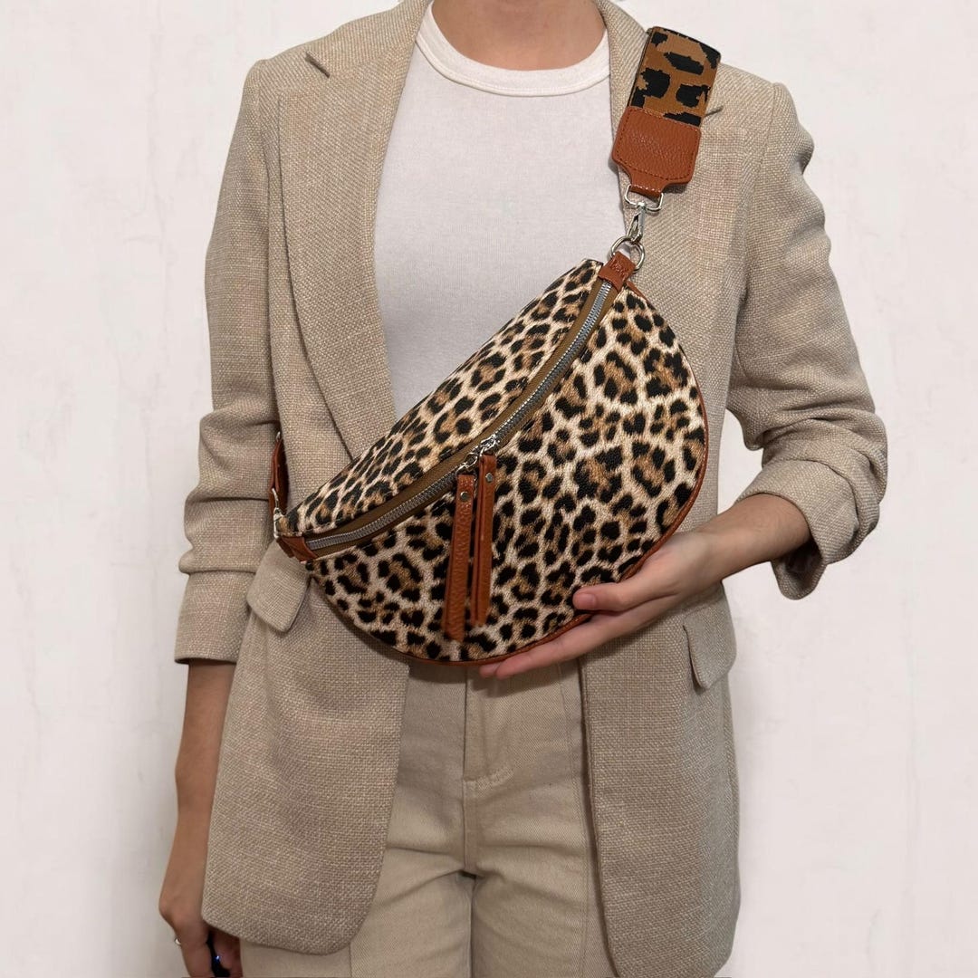 Sac léopard, sac crossbody femme, sac à bandoulière, sac banane, sac à ...