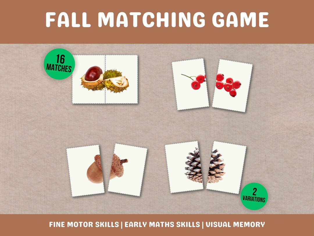 Fall Matching Game for Toddlers | Autumn Learning Printable for ...