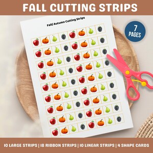 Fall-themed Cutting Strips for Preschool and Homeschool Activities ...