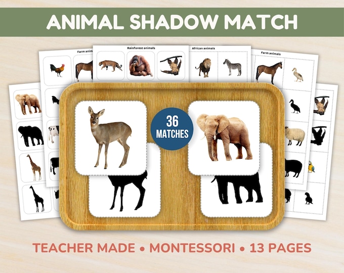 Woodland Animal Montessori Printable Shadow Matching Cards. Toddler ...