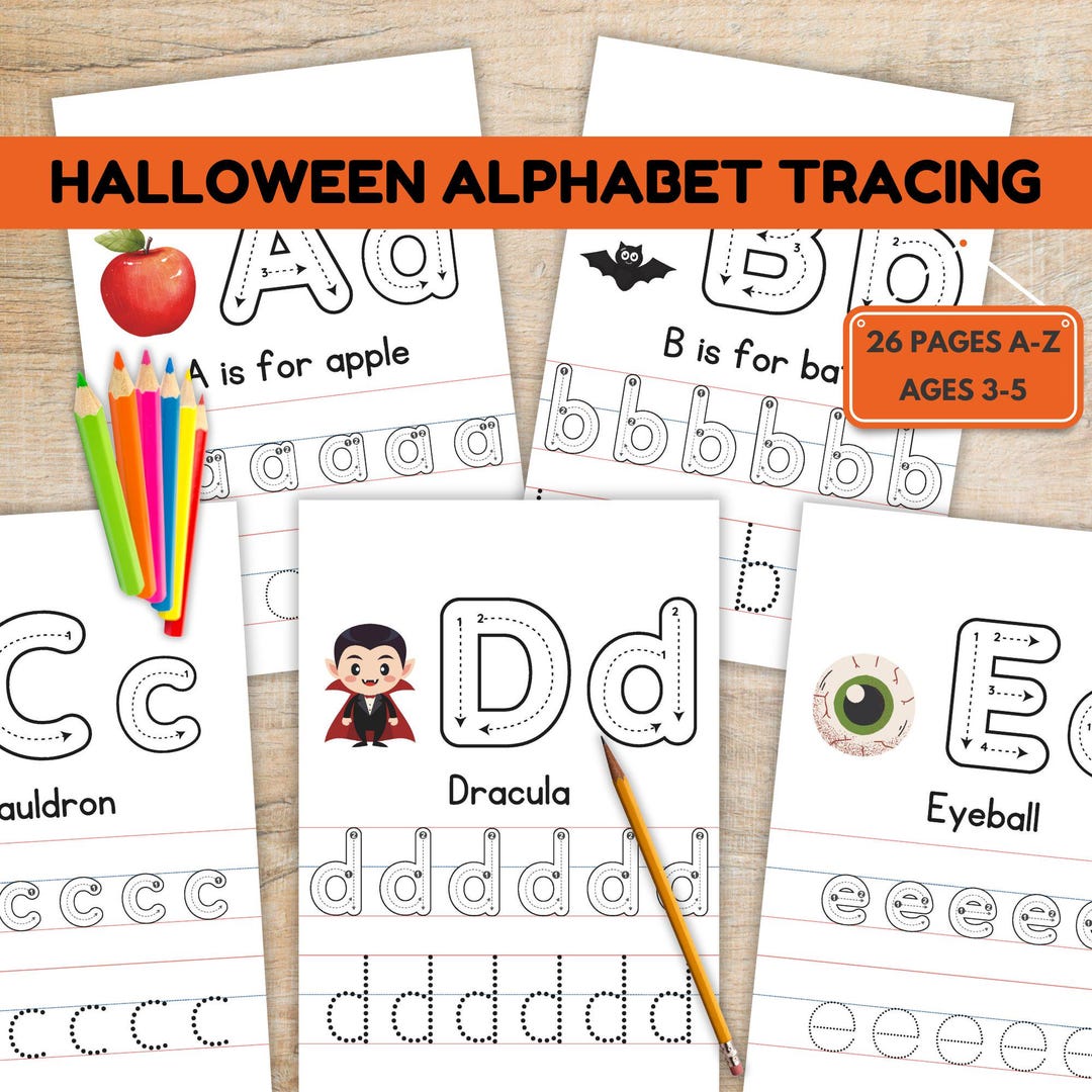 Halloween Alphabet Tracing Sheets | Preschool Alphabet Workbook ...
