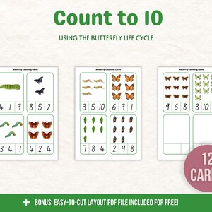 Butterfly Life Cycle Count and Clip Cards, Counting Game, Counting ...