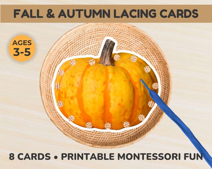 Fall Lacing Cards, Preschool Fine Motor Skill Activity, Fall Toddler ...