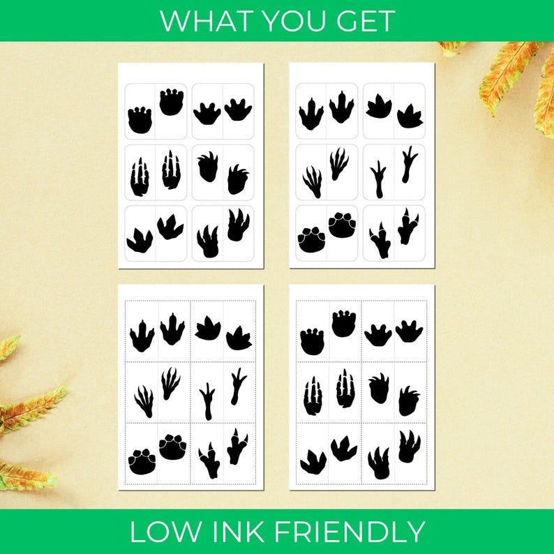 Dinosaur Footprint Matching Printable | Toddler Preschool Montessori ...