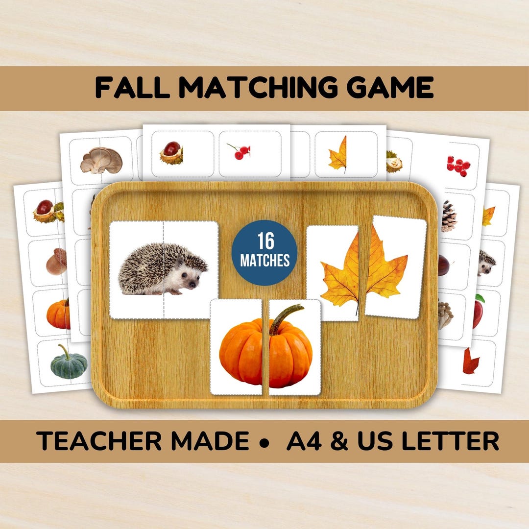 Fall & Autumn Matching Game | Preschool Printable | Visual ...