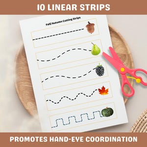 Fall-themed Cutting Strips for Preschool and Homeschool Activities ...