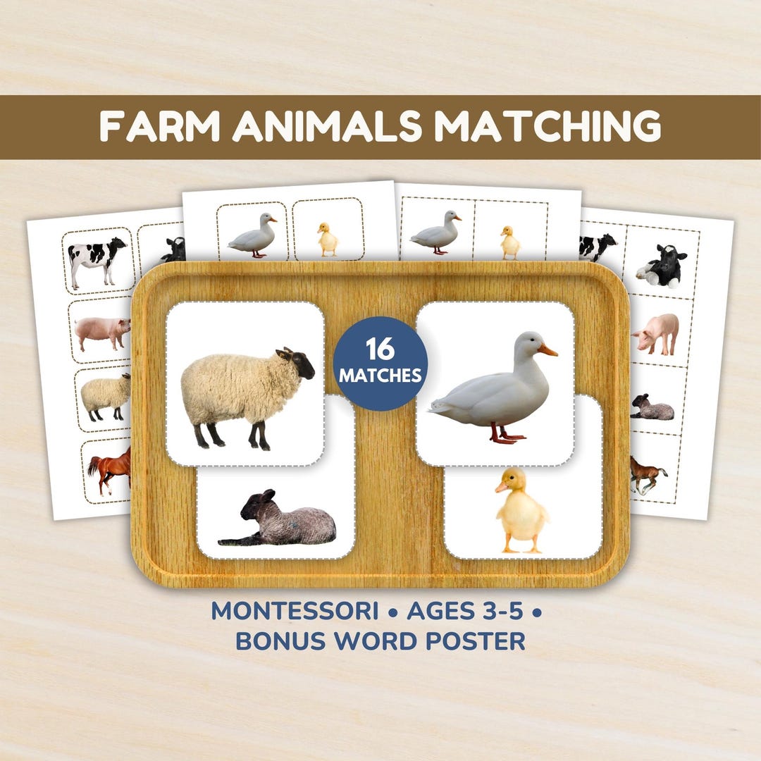Farm Animals Matching Game for Kids | Preschool Animal Matching Game ...