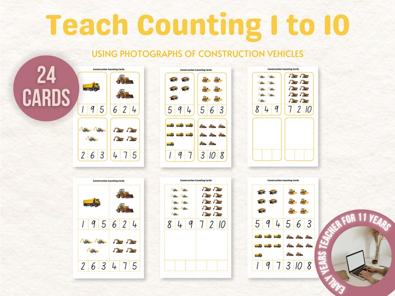 Construction Count and Clip Cards, Counting Game, Counting Activity ...