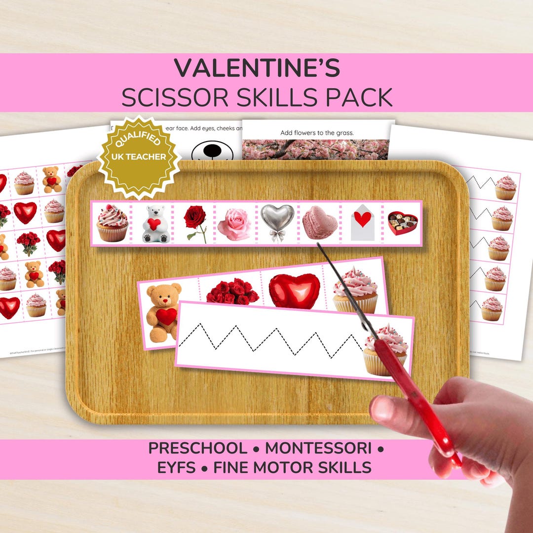 Valentine's Scissor Skills | Real Photo Preschool Cutting Practice ...