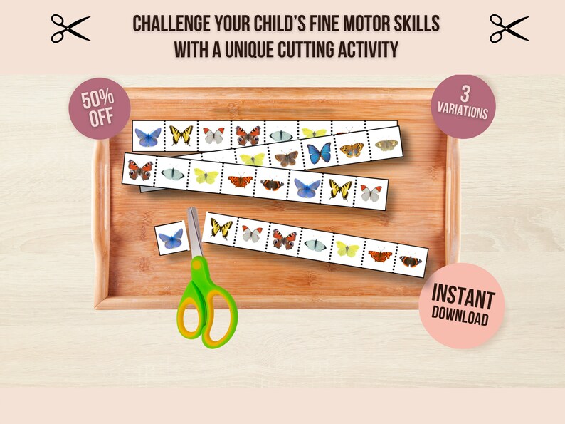 Butterfly Cutting Strips, Butterfly Life Cycle, Toddler Preschool ...