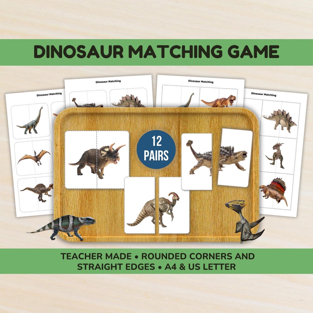 Dinosaur Match Halves Printable Game | Preschool & Toddler Printable ...