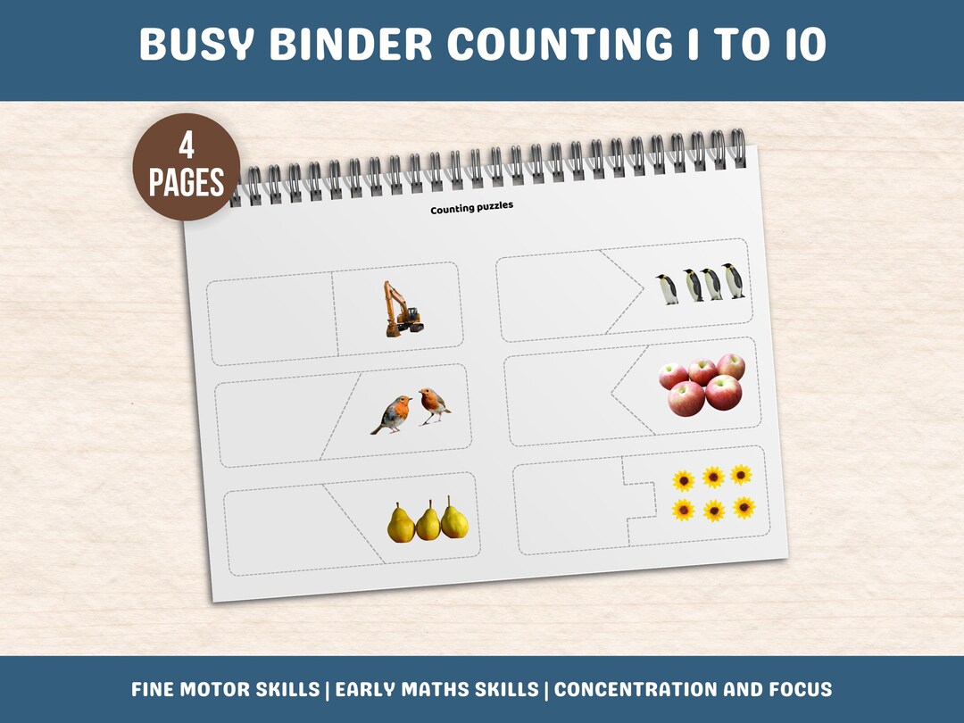 Toddler Counting Busy Book Insert, Counting Puzzle for Preschoolers ...