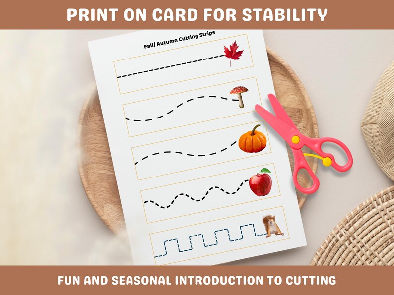 Fall-themed Cutting Strips for Preschool and Homeschool Activities ...