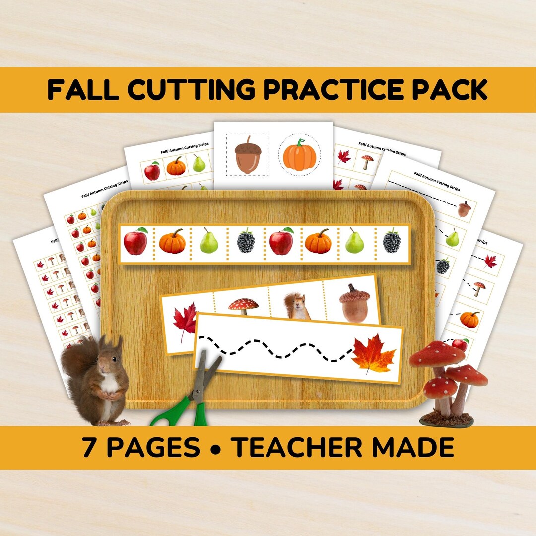 Fall Cutting Practice for Preschool | Scissor Skills Workbook | Fine ...