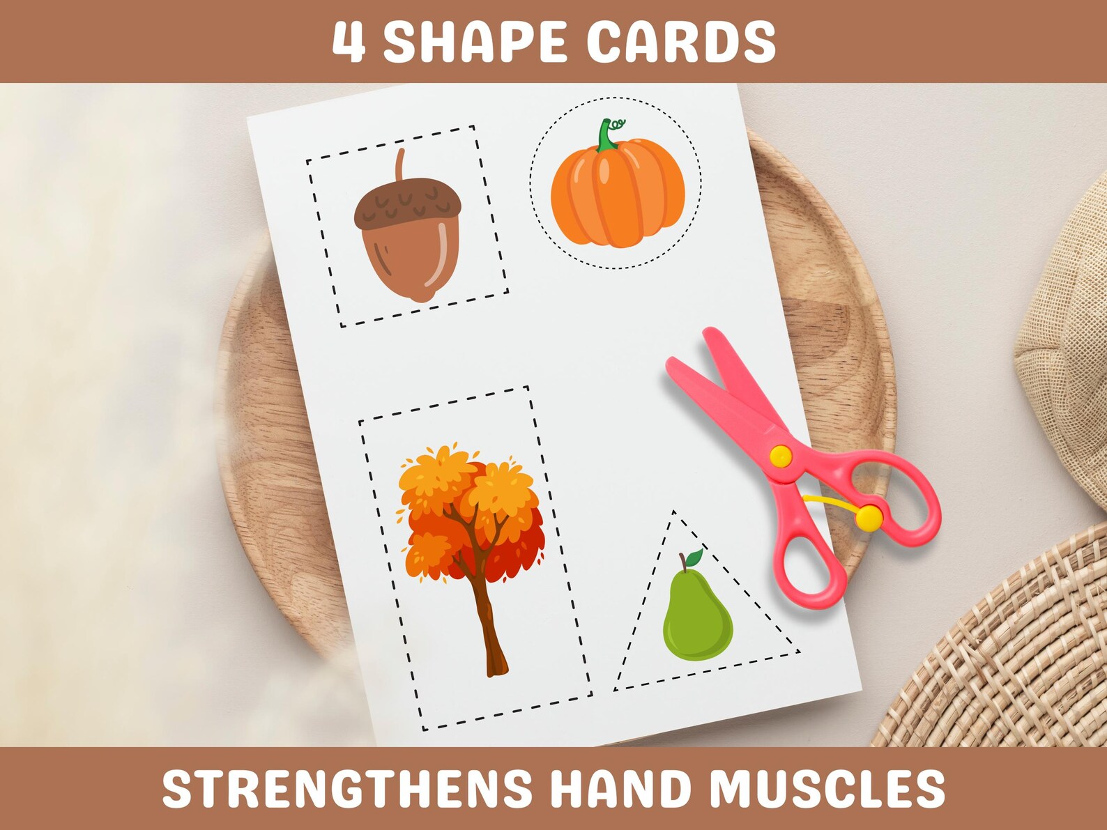 Fall-themed Cutting Strips for Preschool and Homeschool Activities ...