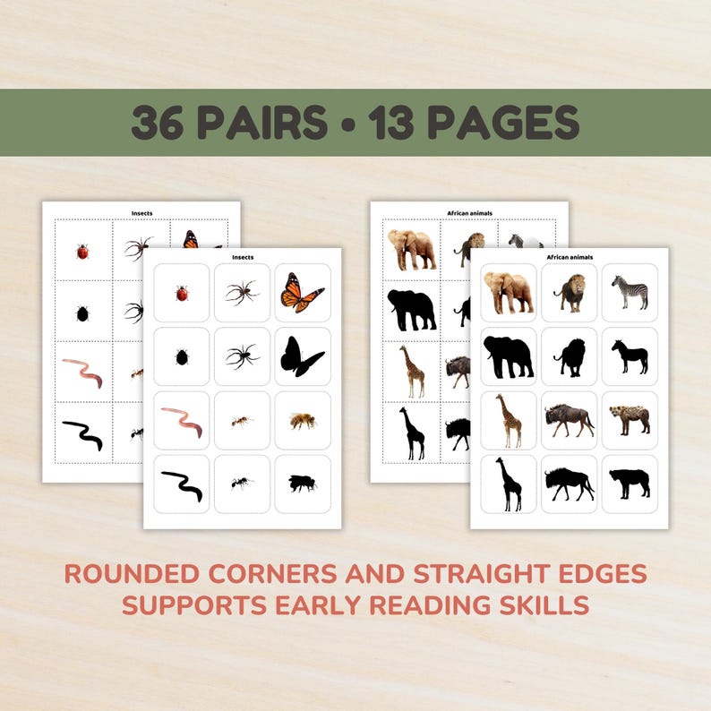 Animal Shadow Matching Cards | Montessori Preschool Printable | Early ...